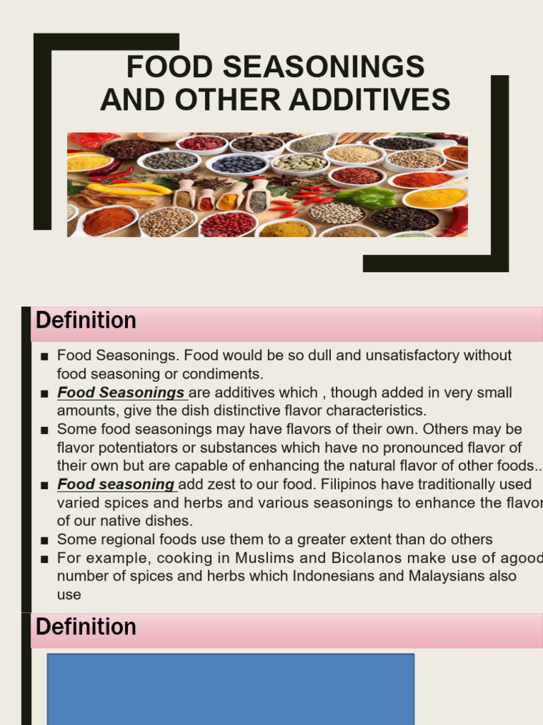 Understanding Food Seasonings and Additives | PDF | Spice | Foods