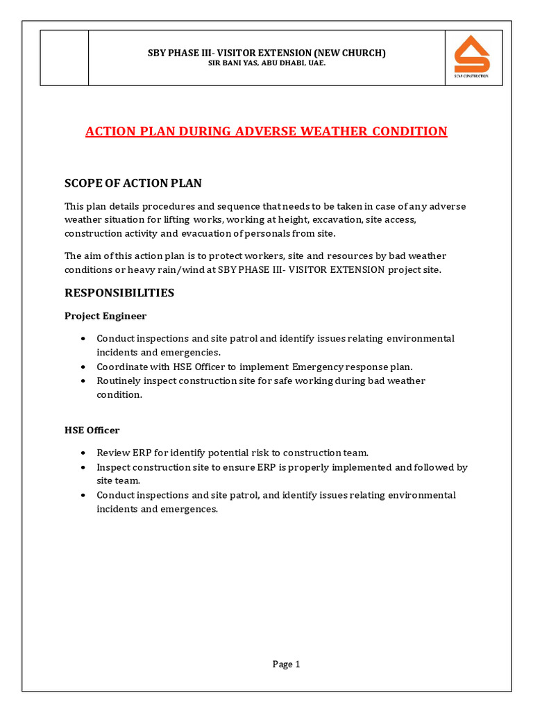 Adverse Weather Action Plan for Construction | PDF | United Arab ...
