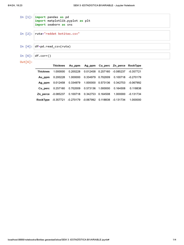 Sem 3 - Estadística Bivariable - Jupyter Notebook | PDF
