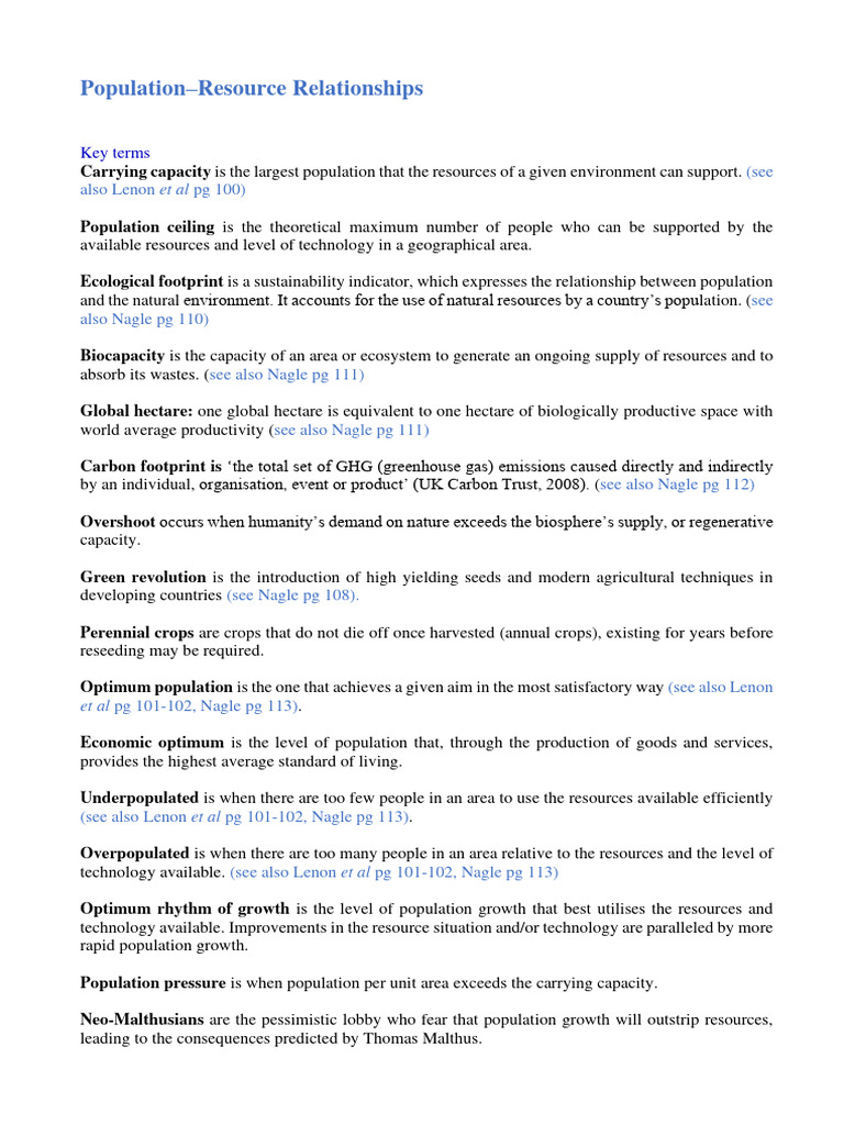Population PT 3 - Population Resource Relationships | Download Free PDF ...