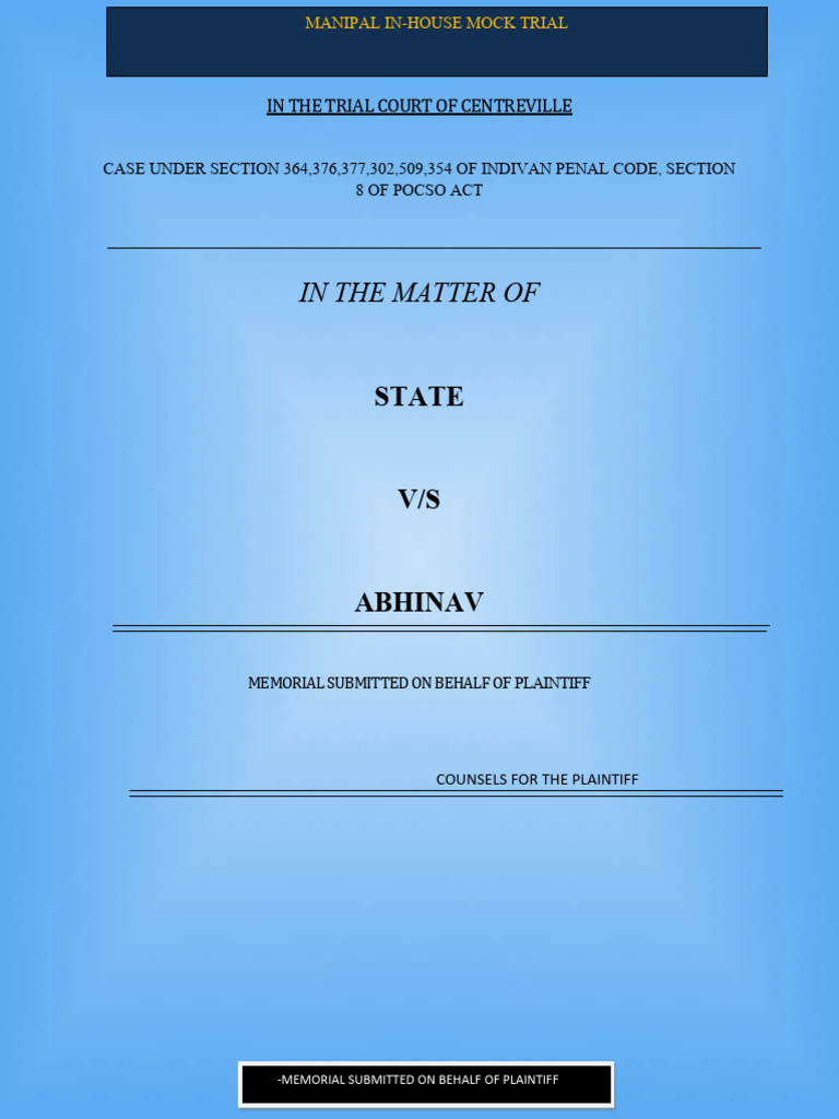 Mock Trial Prosecution Memorial Pdf Misconduct Criminal Justice