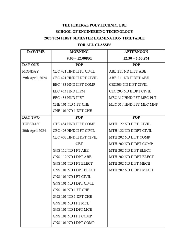 Timetable For Set 2023-2024 First Semester Examination-1 | PDF | Mobile ... Timetable For Set 2023-2024 First Semester Examination-1 | PDF | Mobile ...