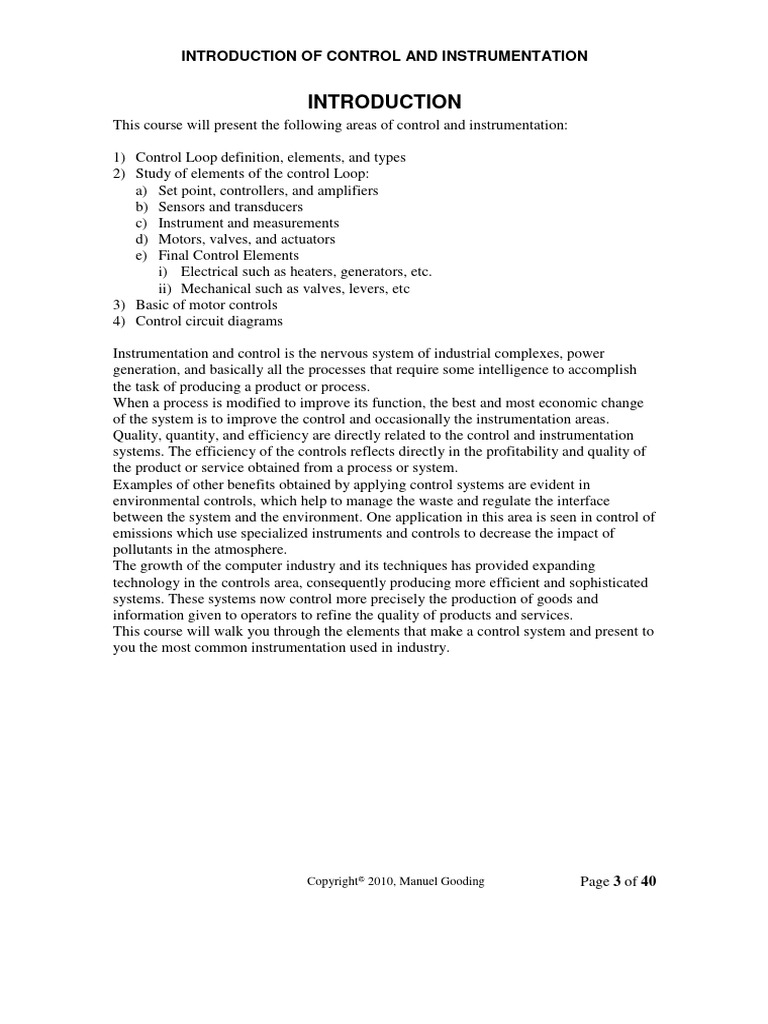 1) - Introduction To Control and Instrumentation-R1 | PDF | Pressure ...