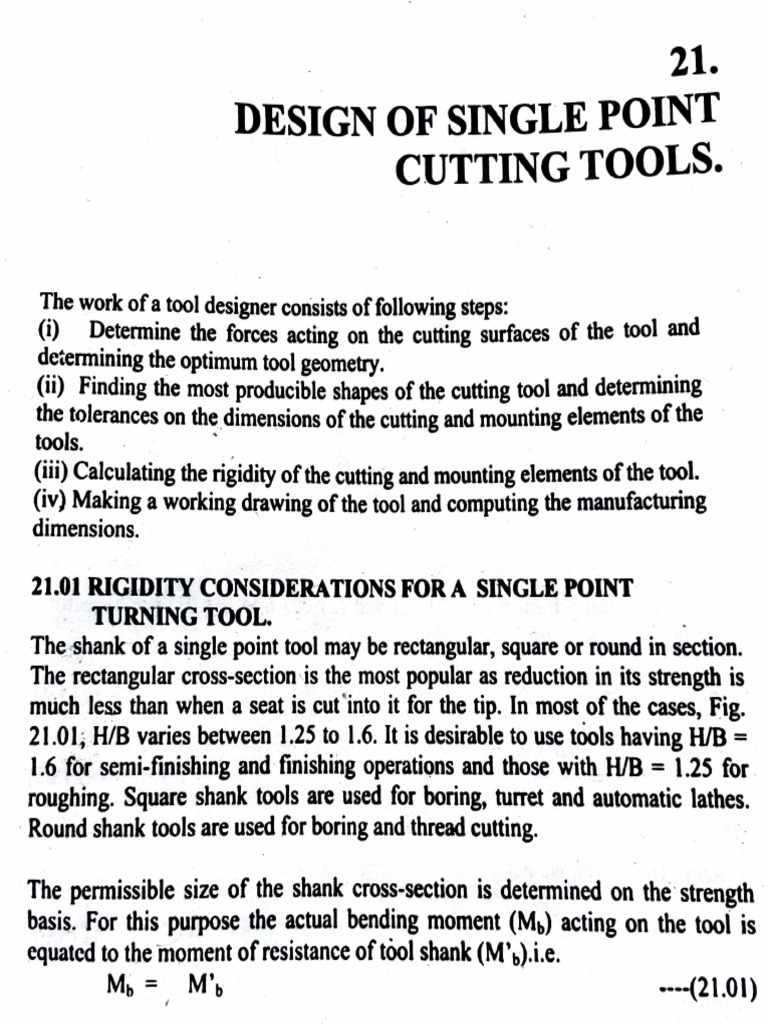 Design of Single Point Cutting Tools | Download Free PDF | Bending ...