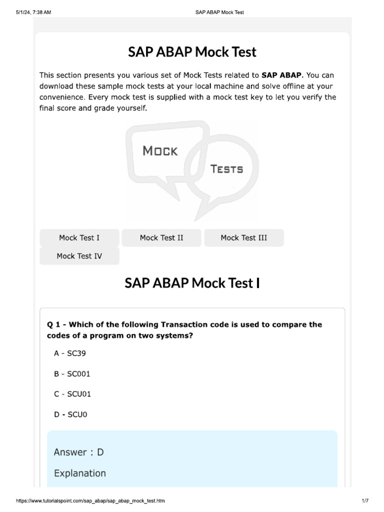 ABAP MCQs 2 | PDF