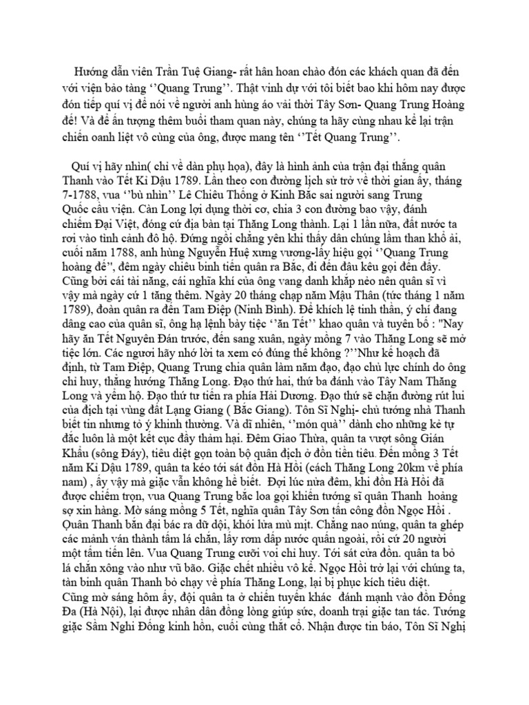 Hướng dẫn viên Trần Tuệ Giang | PDF