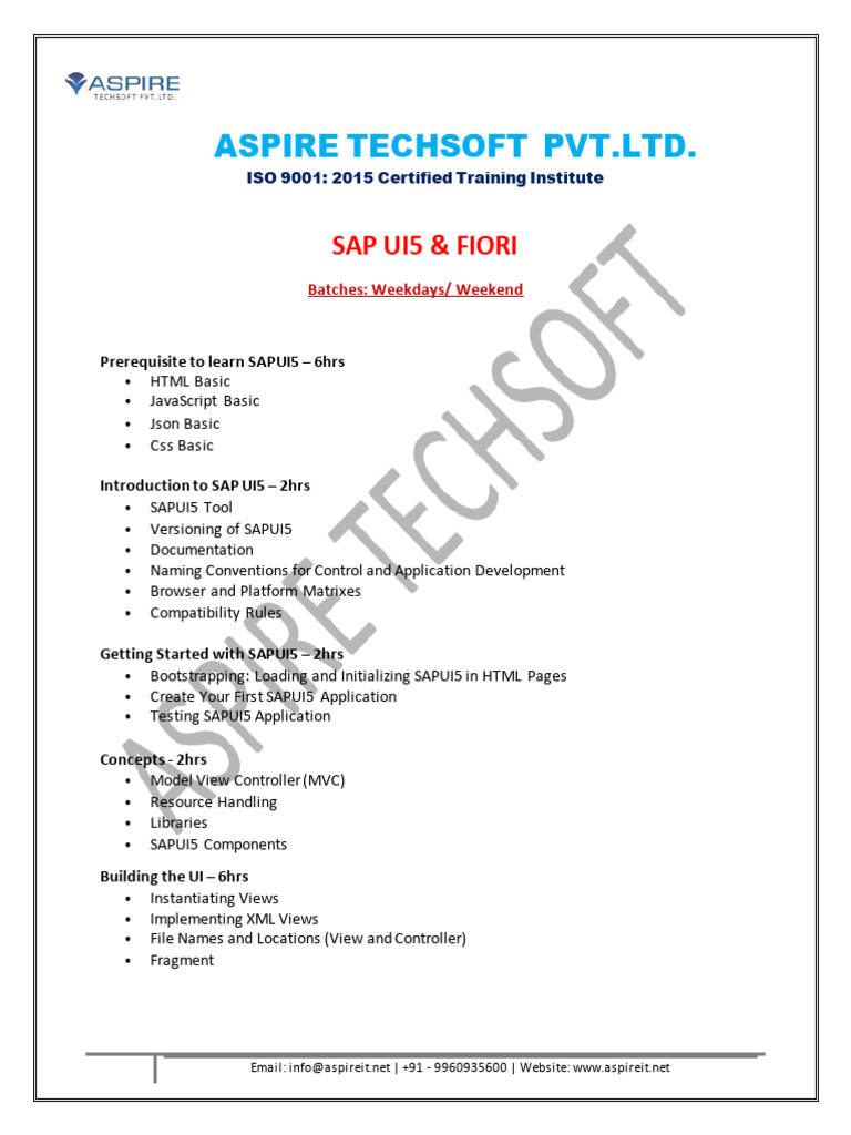 SAP UI5 FIORI - Roadmap | PDF