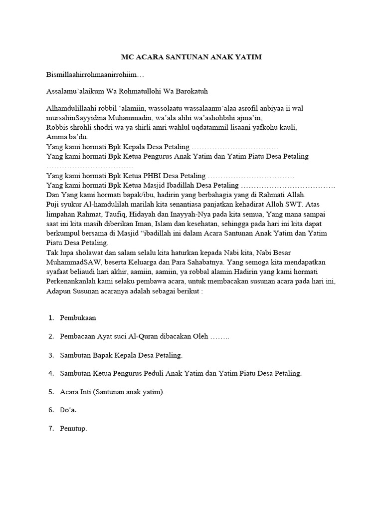 MC Acara Santunan Anak Yatim | PDF