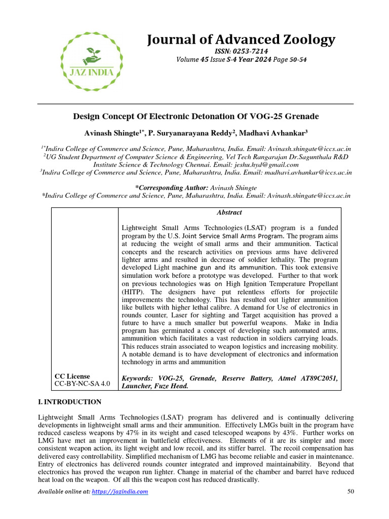Design Concept of Electronic Detonation of VOG-25 | PDF | Fuze | Projectiles