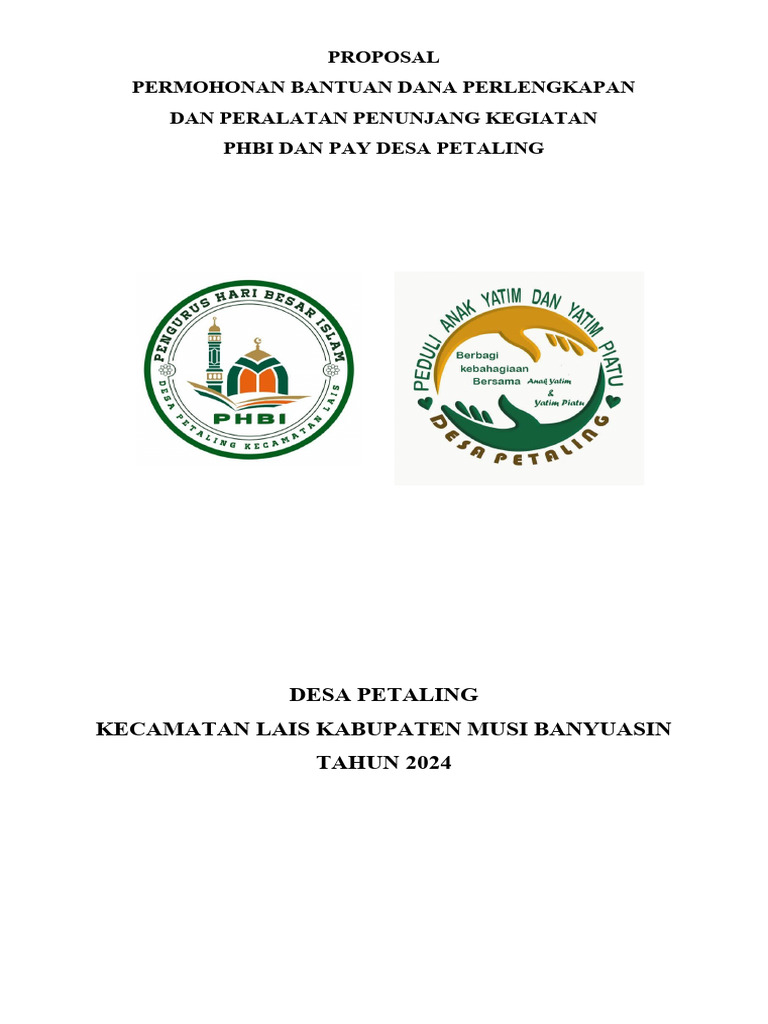 Permohonan Dana PHBI Desa Petaling 2024 | PDF