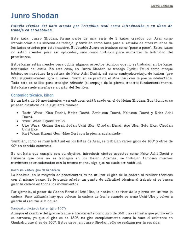 Junro Shodan | PDF | Shotokan | Kata