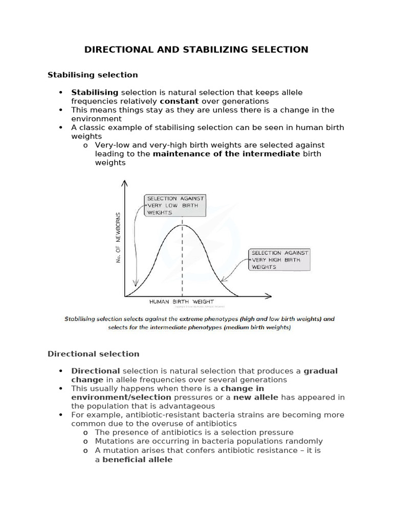 Stabilizing Directional Selection | PDF | Wellness | Technology ...