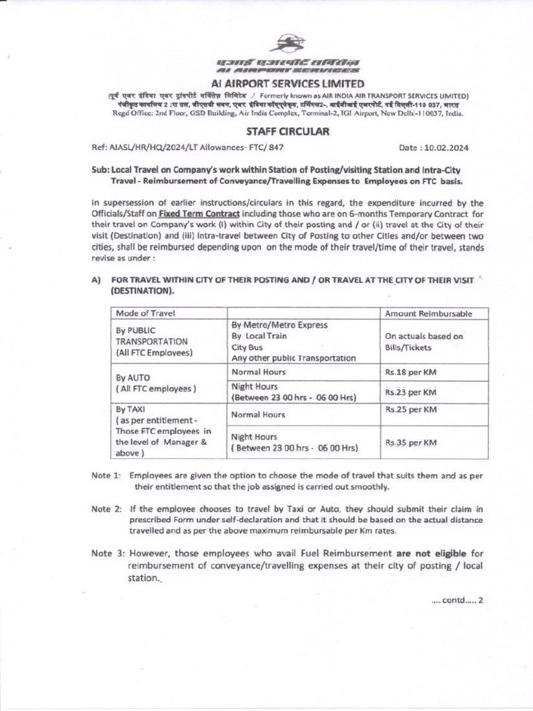 STAFF NOTICE - REIMBURSEMENT OF LOCAL CONVEYANCE FTC | PDF