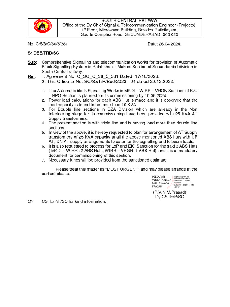 v1 - 26042024 - LR To SR Dee TRD SC For 25 KV Ats | PDF | Electronics ...
