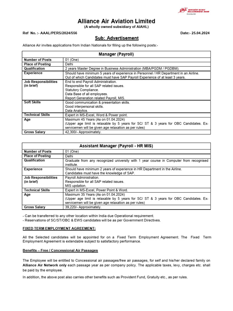 Personnel Department Payroll Section Advertisement 25apr24 | PDF ...