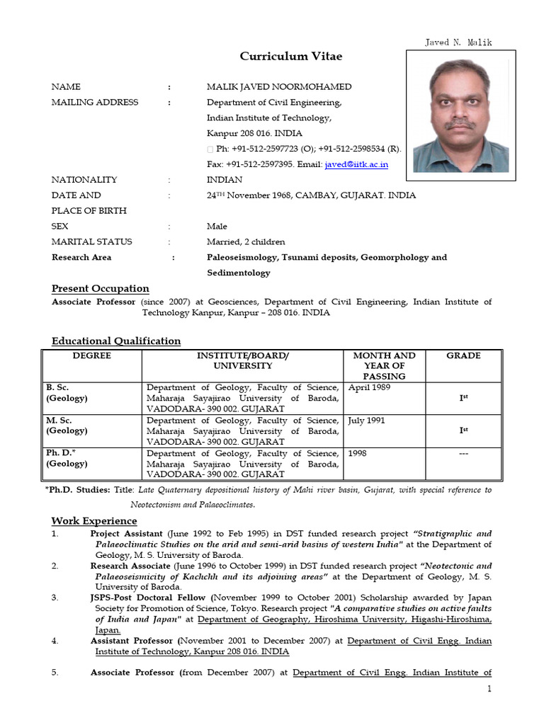 Malik CV | PDF | Earthquakes | Himalayas