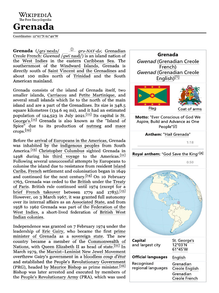 Grenada - Wikipedia | PDF