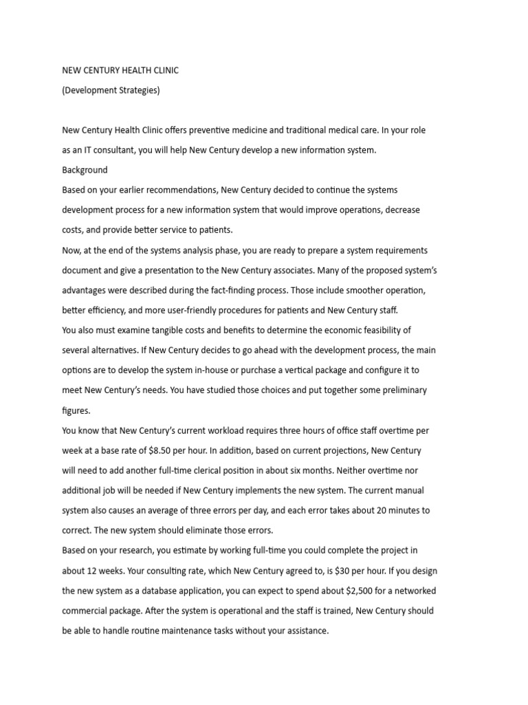 New Century Health System Development | PDF | Patient | Application ...