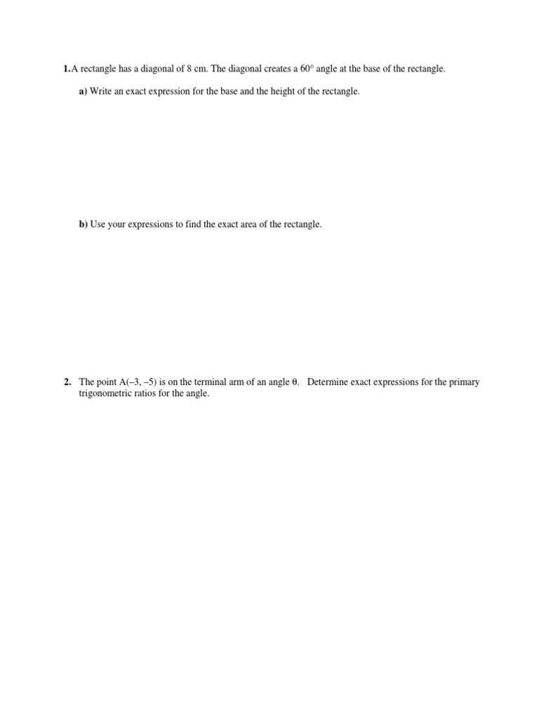 Trig Practice Problems | PDF | Triangle | Trigonometric Functions