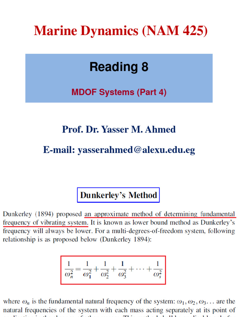 Reading 8 - NAM 425 - MDOF Systems (Part 4) | PDF