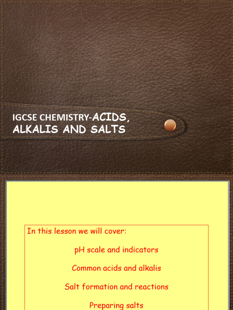 IGCSE Chemistry-Acids, Alkalis and Salts | PDF | Ph | Salt (Chemistry)