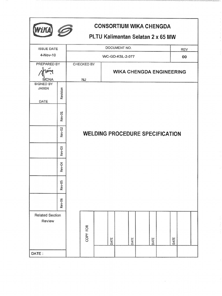 Welding Procedure Specification | PDF
