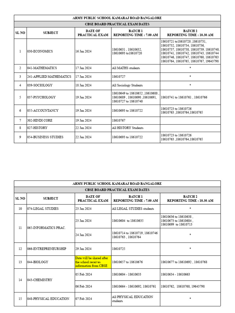 Cbse Practical Exam 2023-24 | PDF | Educational Stages | Educational Institutions