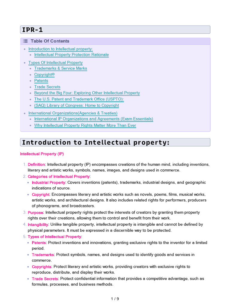 Ipr 1 | PDF | Intellectual Property | Patent