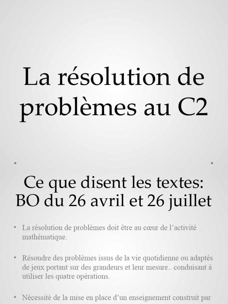 Résolution de Problèmes au Cycle 2 | PDF | Mathématiques