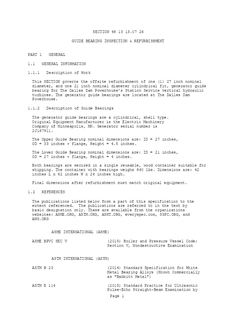 A.01.38. PWS GuideBearingInspectionRefurbishment - 48 13 13 07 26 Rev 2 | PDF | Nondestructive ...