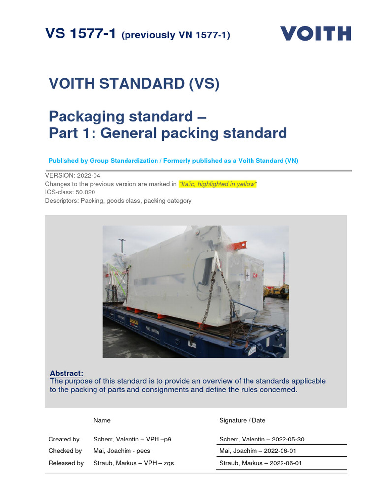 VS 1577 1 Packing Standard Part 1 General Packing Standard | PDF | Pallet | Corrosion