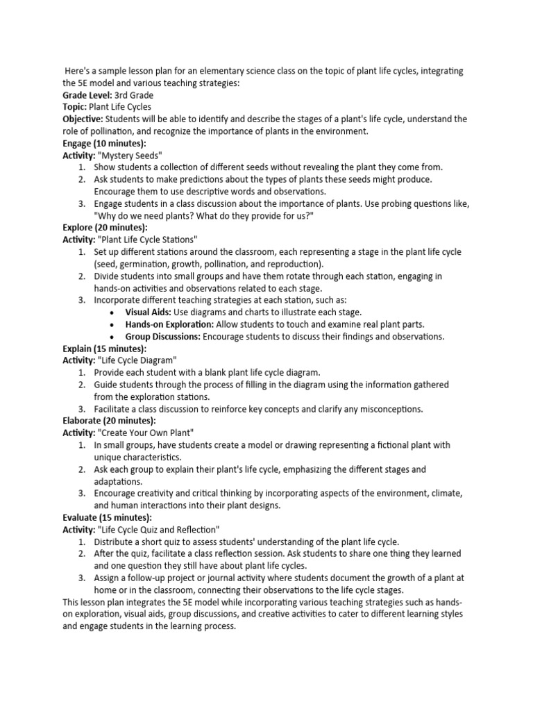 SCIENCE Sample Lesson Plan | Download Free PDF | Lesson Plan | Experiment