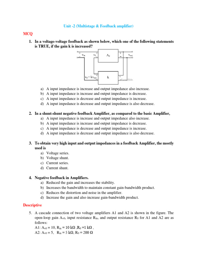 Unit-2 & Unt-4 Practice Set | Download Free PDF | Analog To Digital Converter | Amplifier