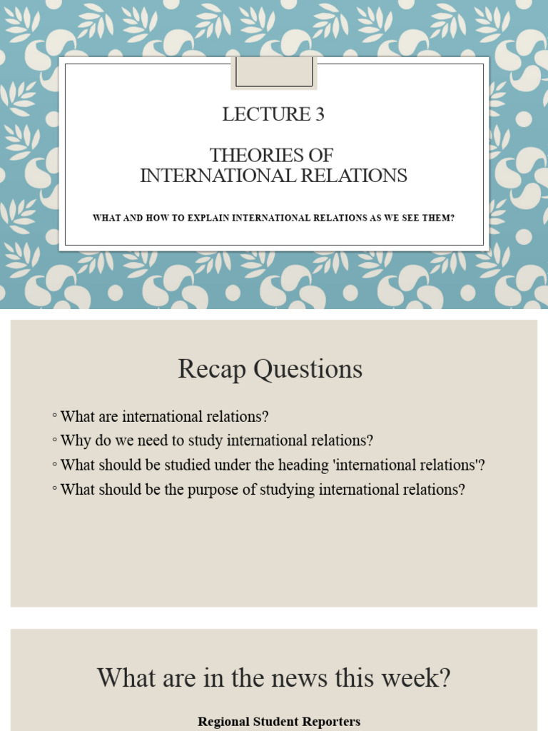 Theories of International Relations Explained | PDF | International ...