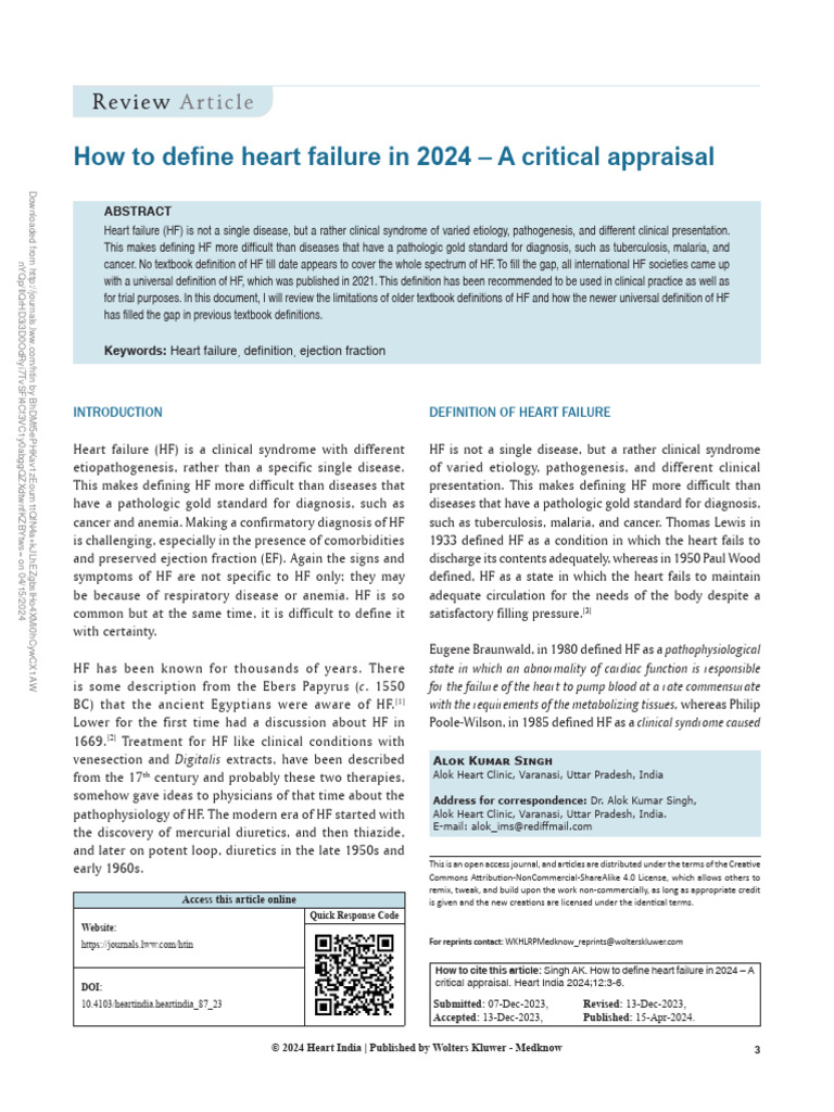 Universal Heart Failure Definition 2024 | PDF | Heart Failure | Heart