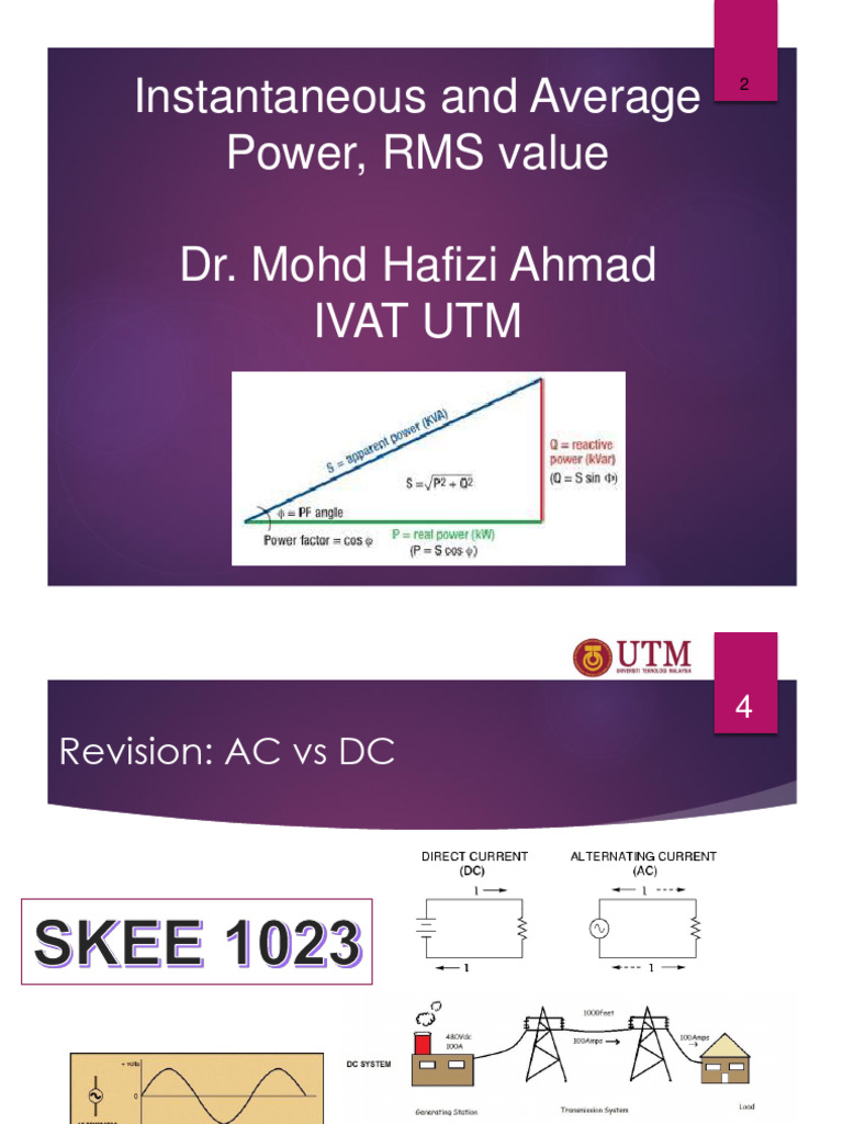 Week 1 - Instantaneous and Average Power | PDF | Ac Power | Root Mean Square