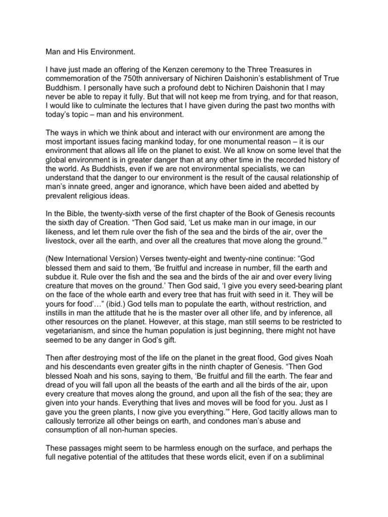 Man and His Environment | PDF