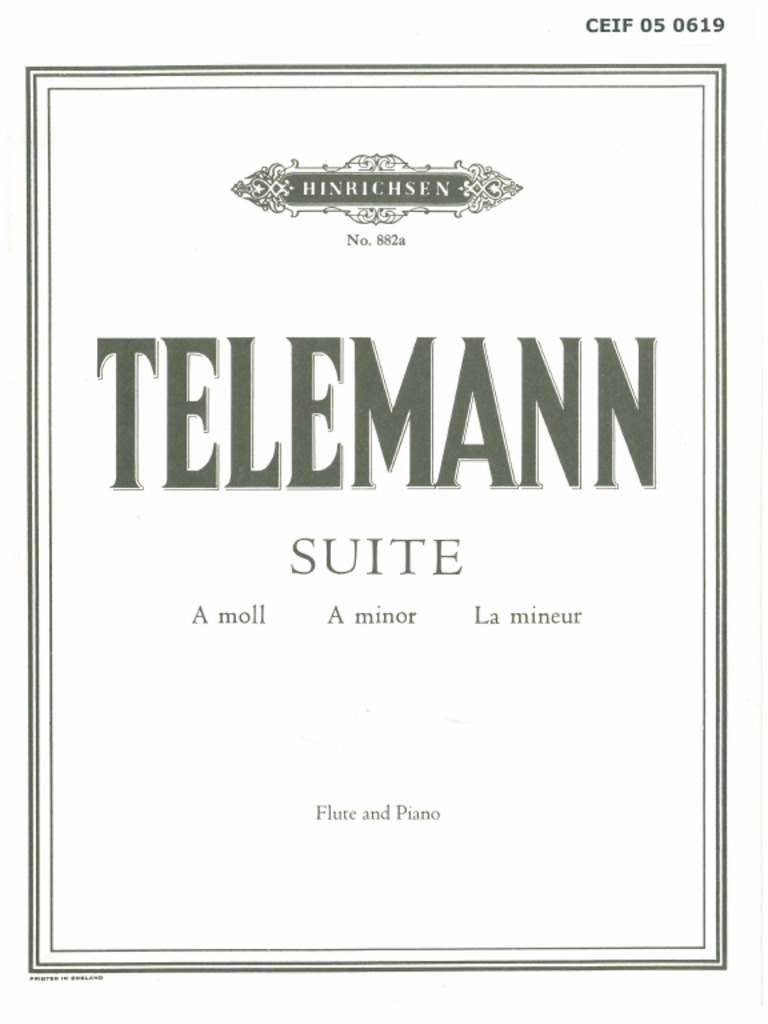 TELEMANN - Suite A Moll - Flute and Piano | PDF
