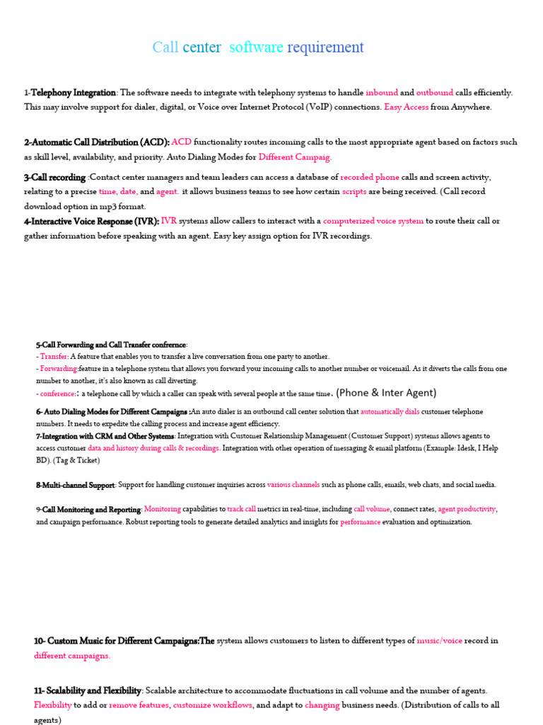 Call Center Software Requirement FINAL | PDF | Call Centre | Interactive Voice Response