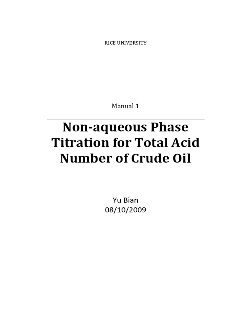 Manual For Nonaqeous Phase Titration | PDF | Titration | Chemistry