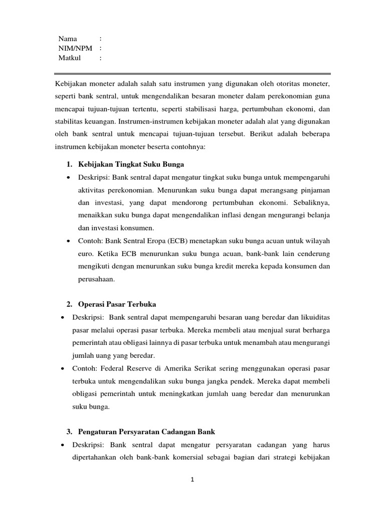 Instrumen Kebijakan Moneter Terbaik | PDF | Pengelolaan Keuangan & Uang