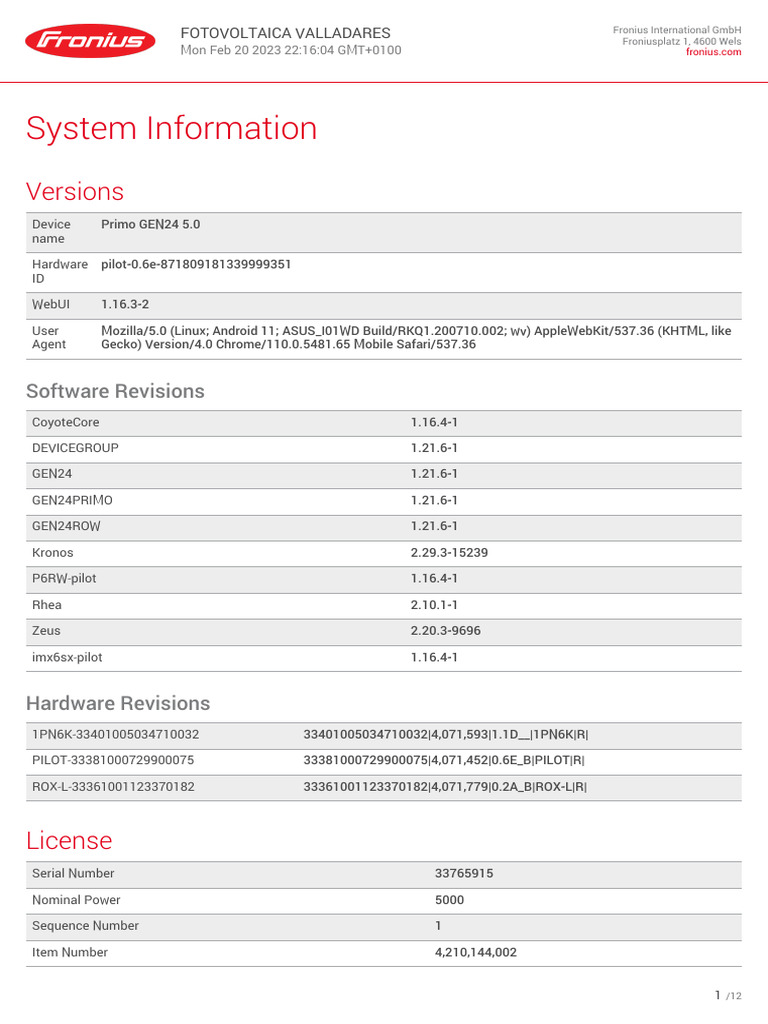 Fronius Solar Start File 2023-02-20 221712 | PDF | Ac Power | Electric ...