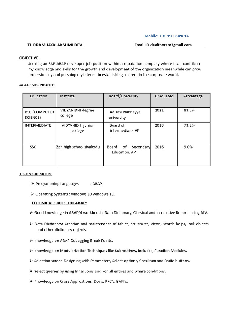 THORAMJAYALASHMIDEVInew Resume | Download Free PDF | Computing | Computer Engineering