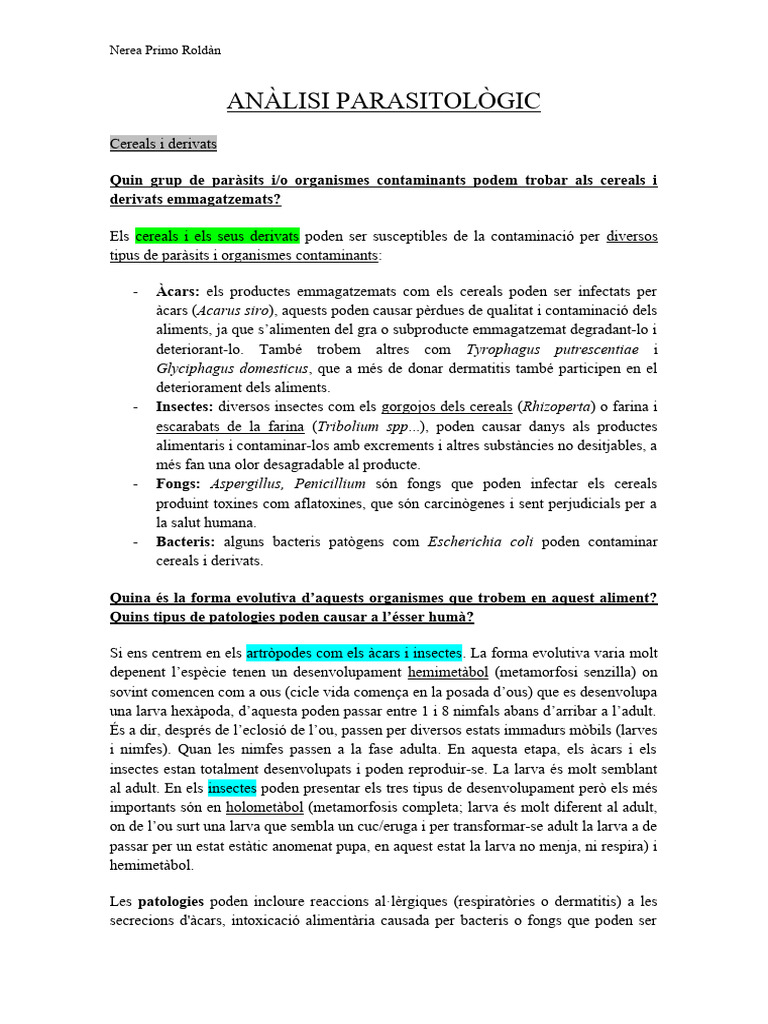 Pràctiques Parasitologia | PDF