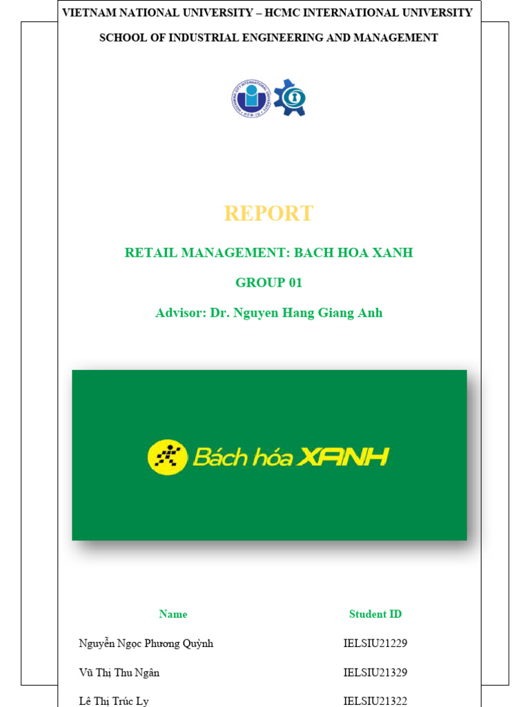 Report - Group1 - Retail-Management - Wednesday456 - Bach Hoa Xanh | PDF | Pricing | Retail
