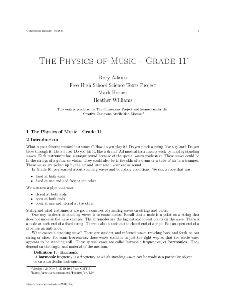The Physics of Music PDF Free | PDF | Harmonic | String Instruments