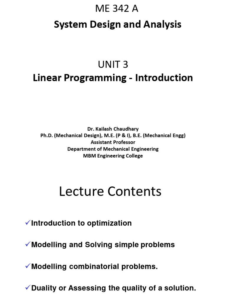 Lecture C - Linear Programming Unit 3 | Download Free PDF | Linear Programming | Mathematical ...