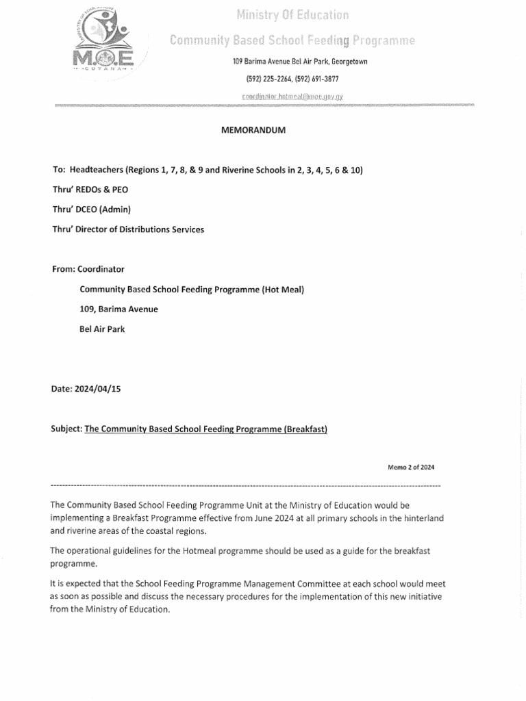 Memo Breakfast Programme | PDF