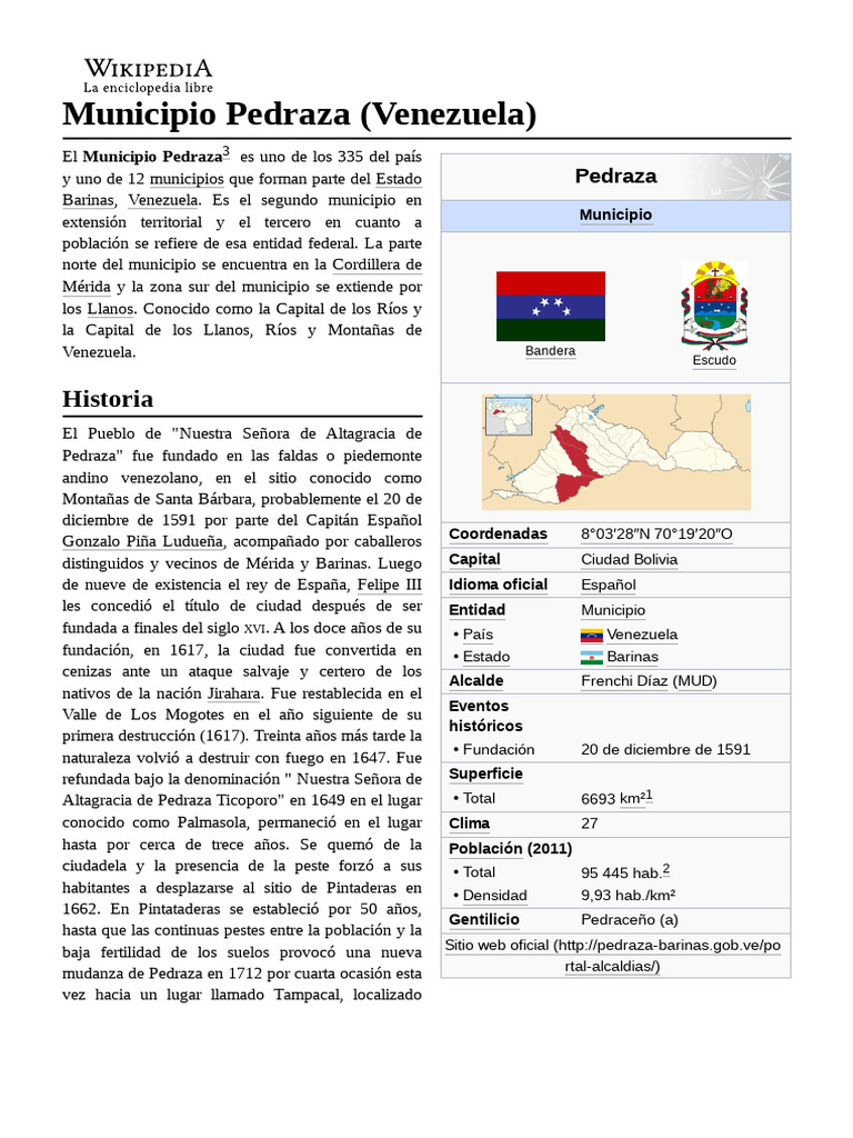 Municipio Pedraza: Cultura y Geografía | PDF | Ciencias sociales ...