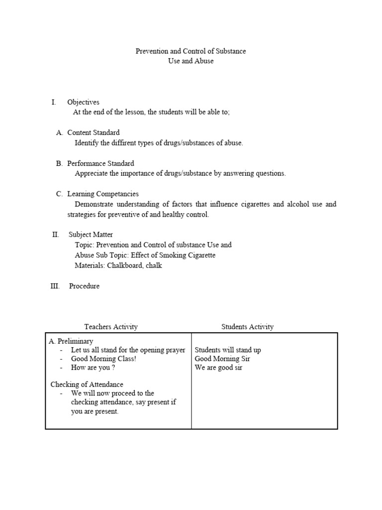 Science lesson plan | PDF | Psychoactive Drugs | Substance Abuse